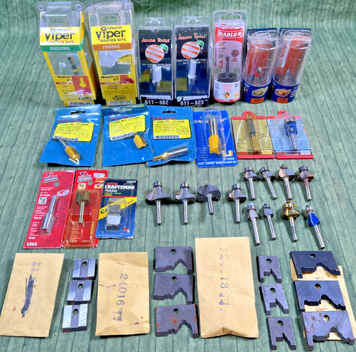 Lot of Router Bits & Molding Head Cutters - Jesada, Ryobi, Oldham Viper ...