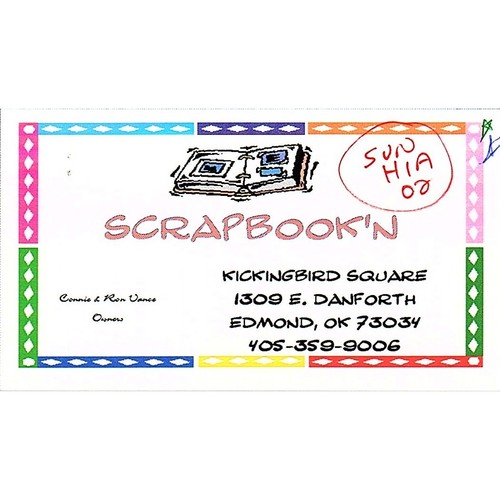 Scrapbook'N Connie & Ron Vance Edmond OK Vintage Business Card STK2-BC2 ...
