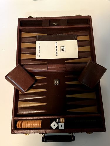 Travel Briefcase Backgammon Game Leatherette 10" Set with Doubling Cube ...