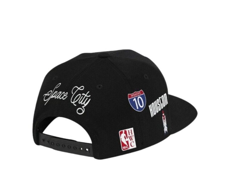 Houston Rockets NBA Mitchell & Ness Hyperlocal HWC Snapback Hat Black ...