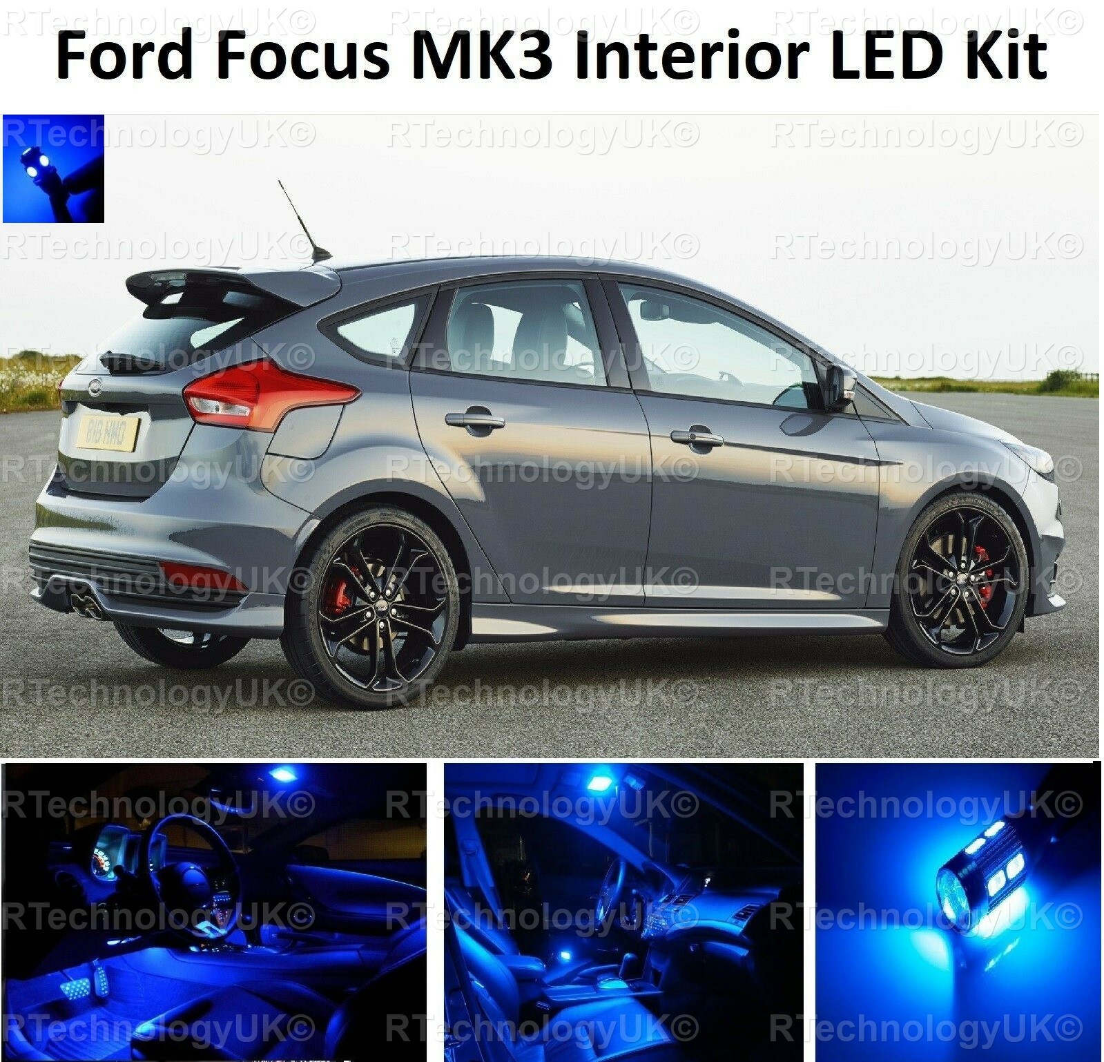BLUE PREMIUM FORD FOCUS MK3 INTERIOR LED UPGRADE KIT SET XENON BULB ...