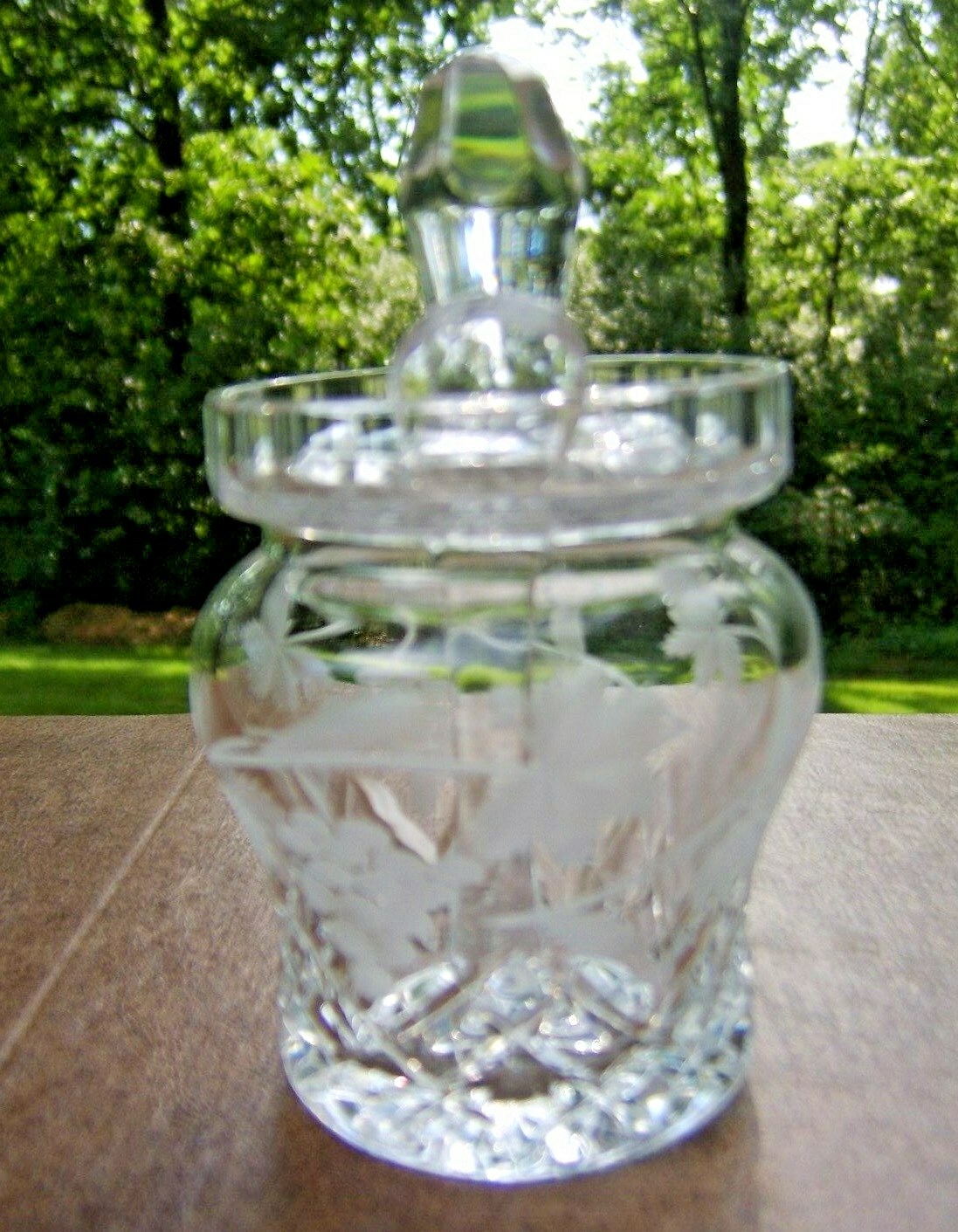 Crystal 3 Piece Sugar / Jelly / Jam Jar with Beautiful Cut Grape Design ...