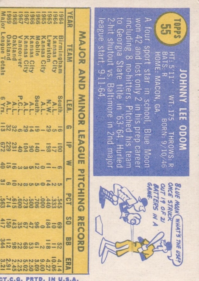 1970 Topps - #55 Blue Moon Odom | eBay