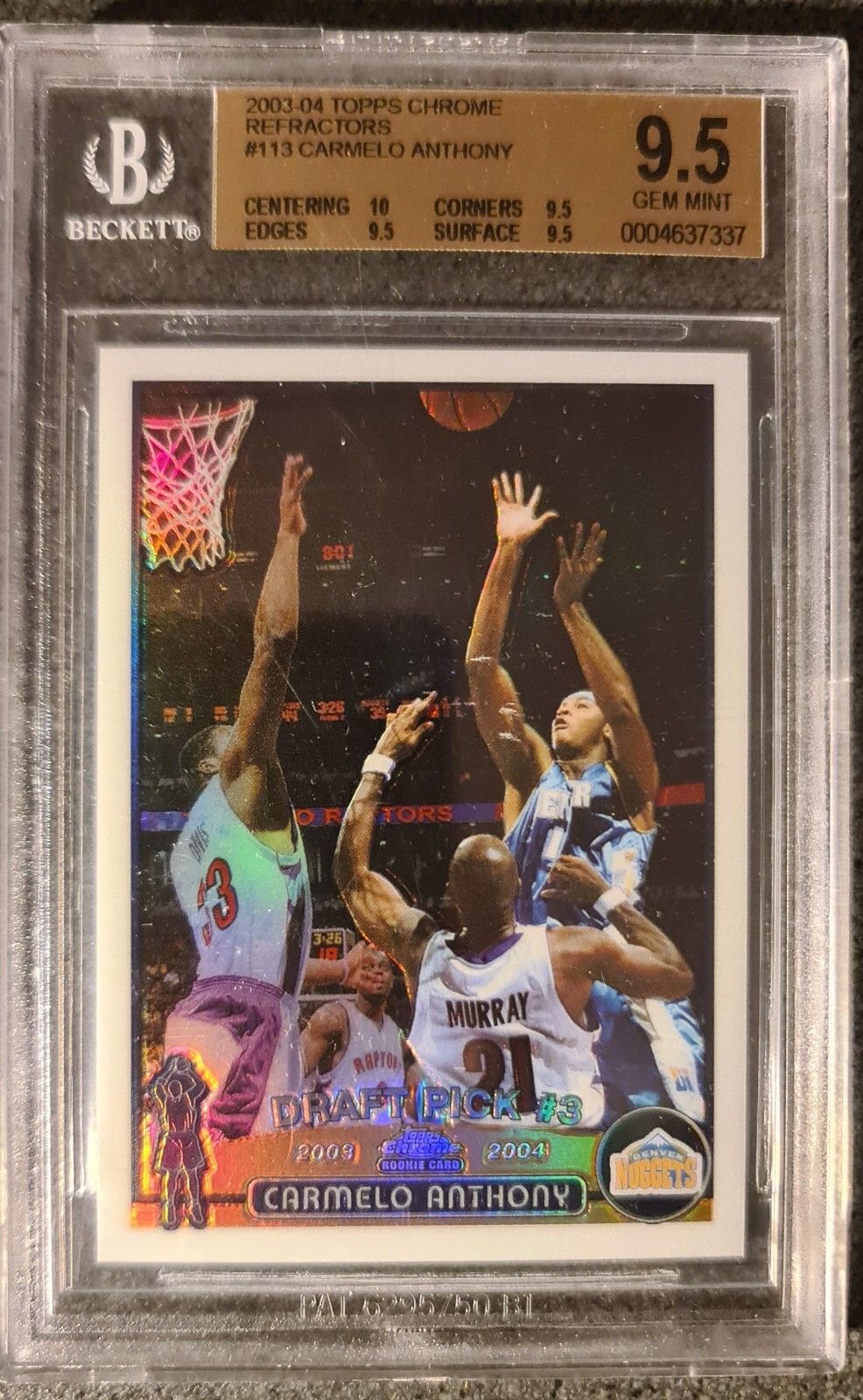 Carmelo Anthony Topps Chrome Rookie Refractor Card BGS 9.5 Gem Mint | eBay