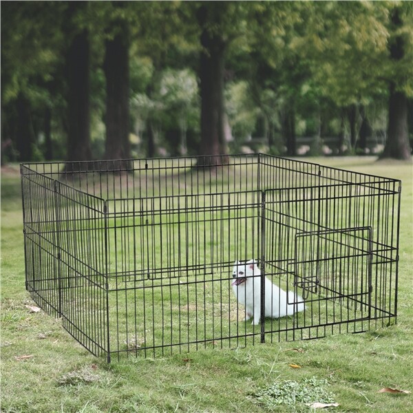 8 Panel Dog Playpen Foldable Metal Pet Pen for Puppy Rabbit Indoor ...