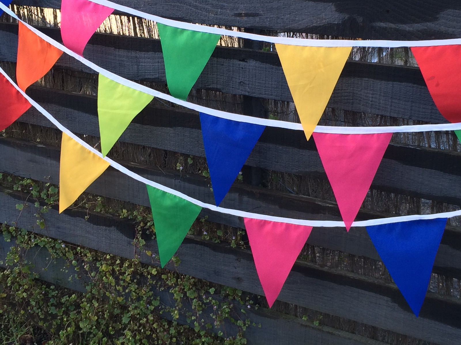 Handmade Fabric bunting 40ft Spot Stripe Mix or Plain Weddings Parties ...