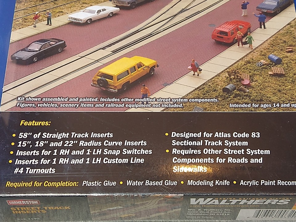 Walthers Cornerstone HO Scale Street Track Inserts 933-3140 - Sealed ...