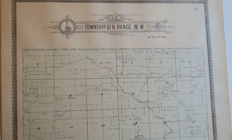 ORIG. 1895 hand-colored Map of Sullivan County,MO Township 62 N. Range ...