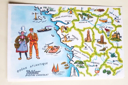 ANCIEN CHROMO CHOCOLAT TOBLER LE TOUR DE FRANCE DE TOBY SUD OUEST 1950 ...