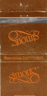 Simons Restaurant, Seattle, Washington Matchbook | eBay