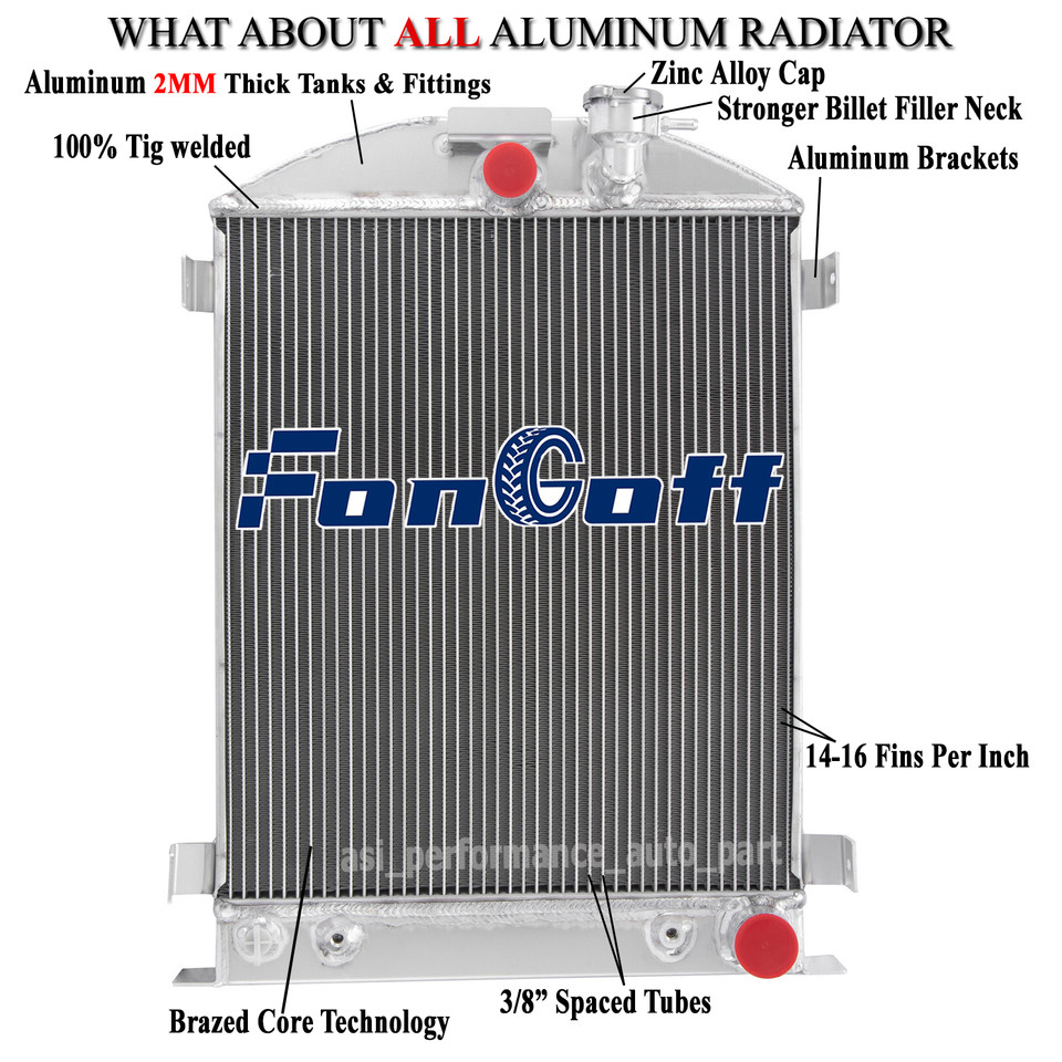 3 Row Aluminum Radiator For 1932 Ford Model HI-BOY Grille Shells Chevy ...