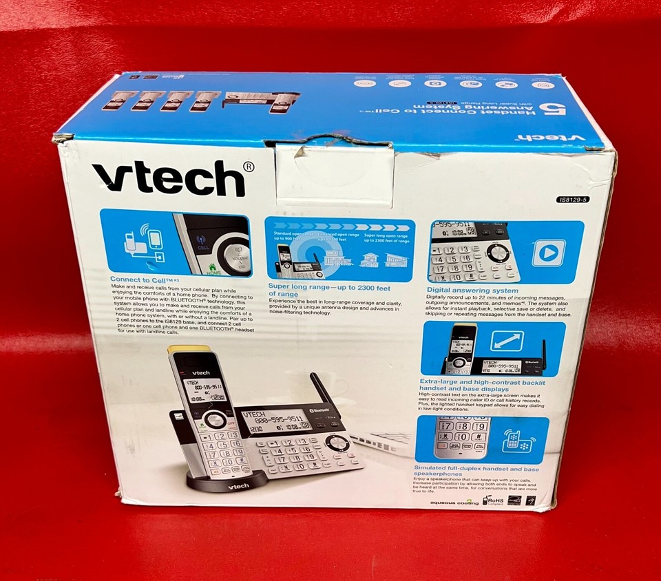 VTech IS8129-5 Super Long Range 5 Handset DECT 6.0 Cordless Phone for ...