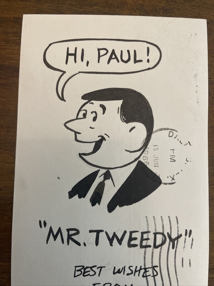 RARE Ned Riddle Cartoonist Original Hand Drawn Mr. Tweedy Comic Sketch ...