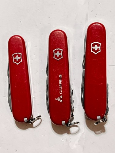Lot of 3 Victorinox Swiss Army knives - Camper - Huntsman - Recruit | eBay