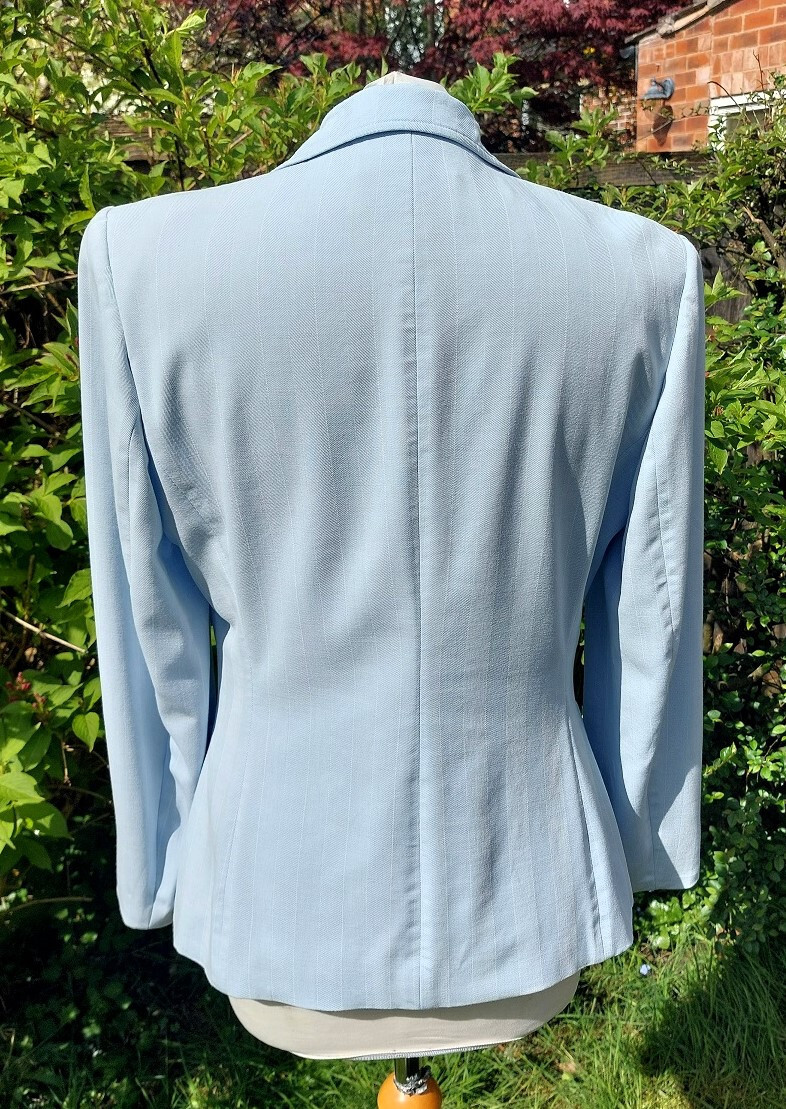 Basler pinstripe pastel blue wool blend jacket single breasted blazer ...
