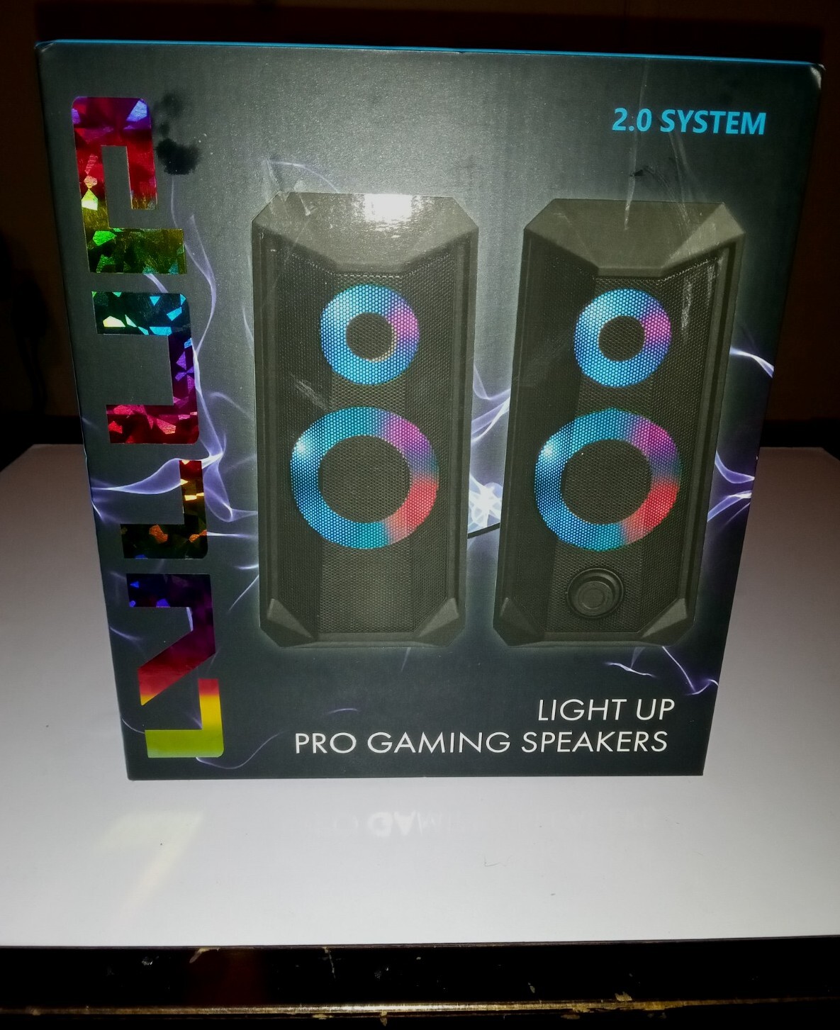 PC Gaming Speakers LED Lights 3.5mm Audio Pro 2.0 System | eBay
