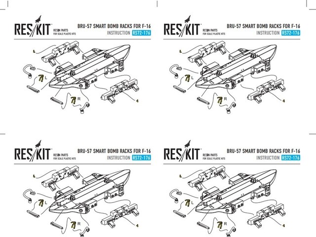 ResKit RS72-0176 Scale model kit 1 72 BRU-57 Smart bomb Racks for F-16 ...