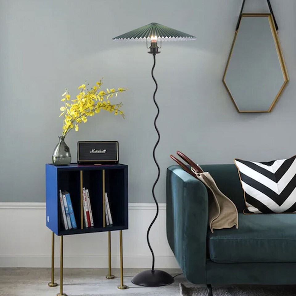 Floor Lamp Iron Wavy line Stands fabric Accordion Pleats Living ...