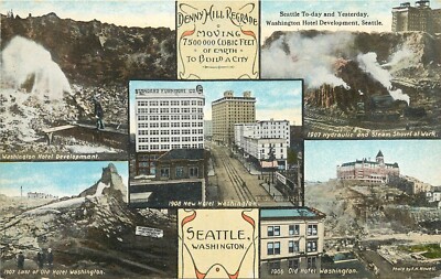 c1908 Multiview Postcard Seattle WA Denny Hill ReGrade, Washington ...