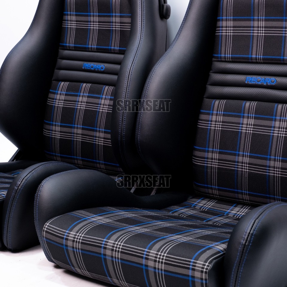 ONLY 1 PAIR!! AUTHENTIC RECARO LSB VW GTI BLUE TARTAN Very Good ...