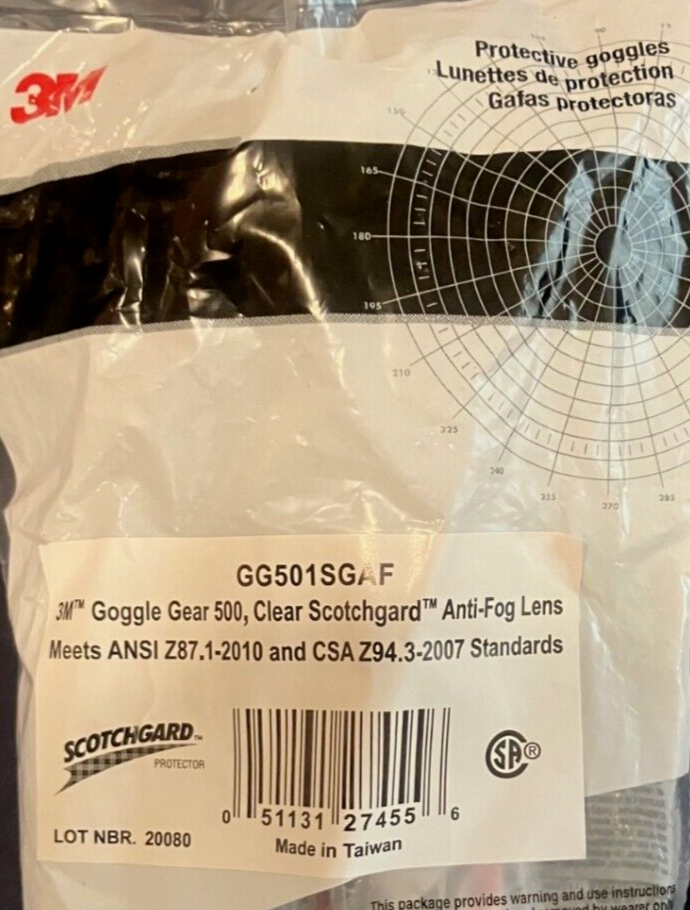 3M GG501SGAF Safety Goggles, Clear Anti-Fog Lens, Gogglegear 500 Series ...