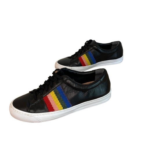 Loeffler Randall Womens Logan Rainbow Stripe Sneaker Black Leather Size ...