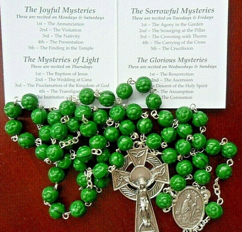 Saint Patrick rosary beads Irish Rosary Beads Celtic, Shamrock rosary ...