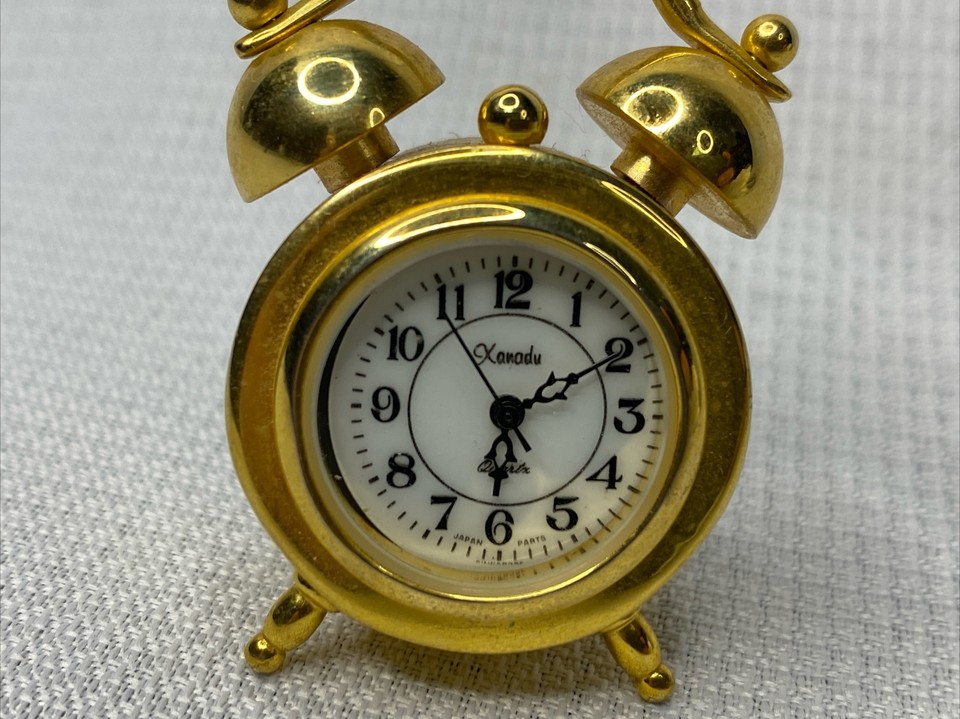 Vintage Miniature Gold Quartz Clock, Alarm Clock Shaped | eBay
