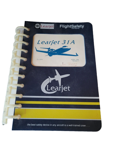 1996 Learjet 31A FlightSafety Crew Checklist & Quick Reference Handbook ...