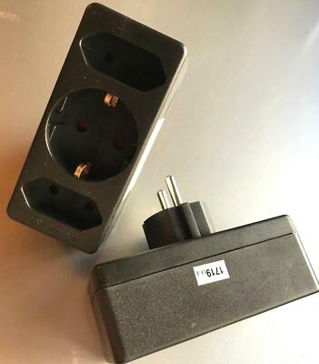 2 STÜCK 3fach SCHWARZ Eurostecker Euro+Schuko Zwischenstecker Steckdose ...