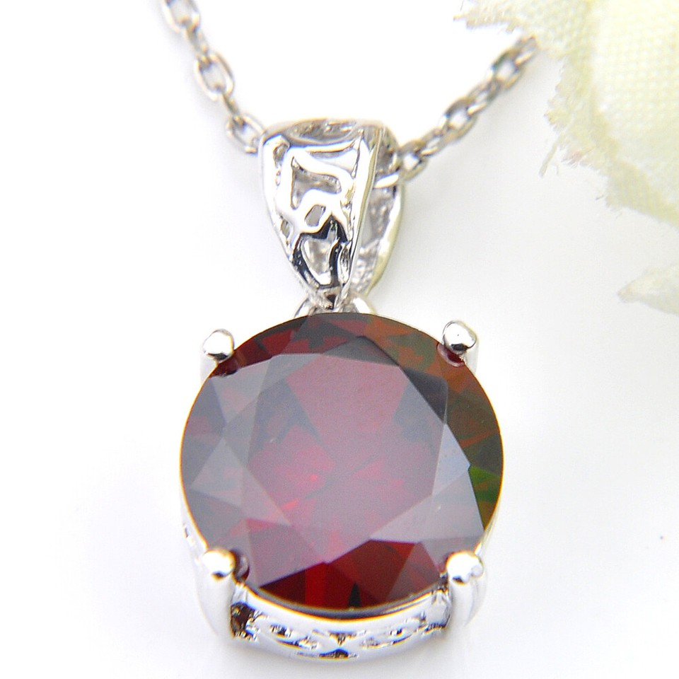 Unique Gift Handmade Fire Red Kunzite Gemstone Platinum Plated Necklace ...