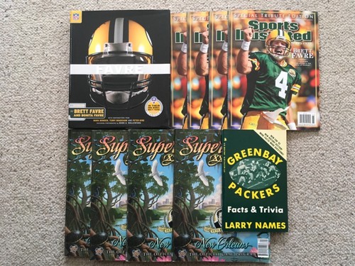 GREEN BAY PACKERS Super Bowl Programs/Brett Favre Magazines/Autographed ...