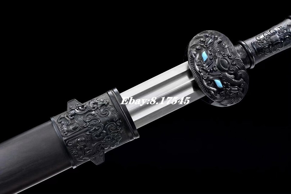 Metal Handle Black Battle Jian 1095Carbon Steel Han Tang Saber Chinese ...