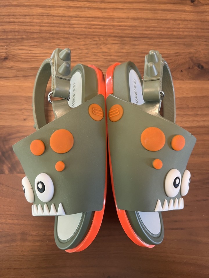 Mini Melissa Dinosaur Monster Sandals Green Orange Toddler USA Size 8 ...