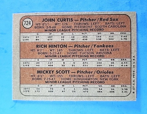 1972 TOPPS BASEBALL HIGH #724 A.L. ROOKIE STARS EX-MINT+ MICKEY SCOTT ...