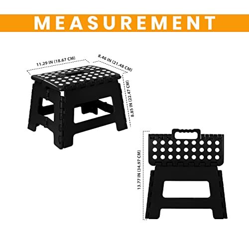 Folding Step Stool - Pack of 1 Foot Stool with 9 Inch Height - Holds Up ...