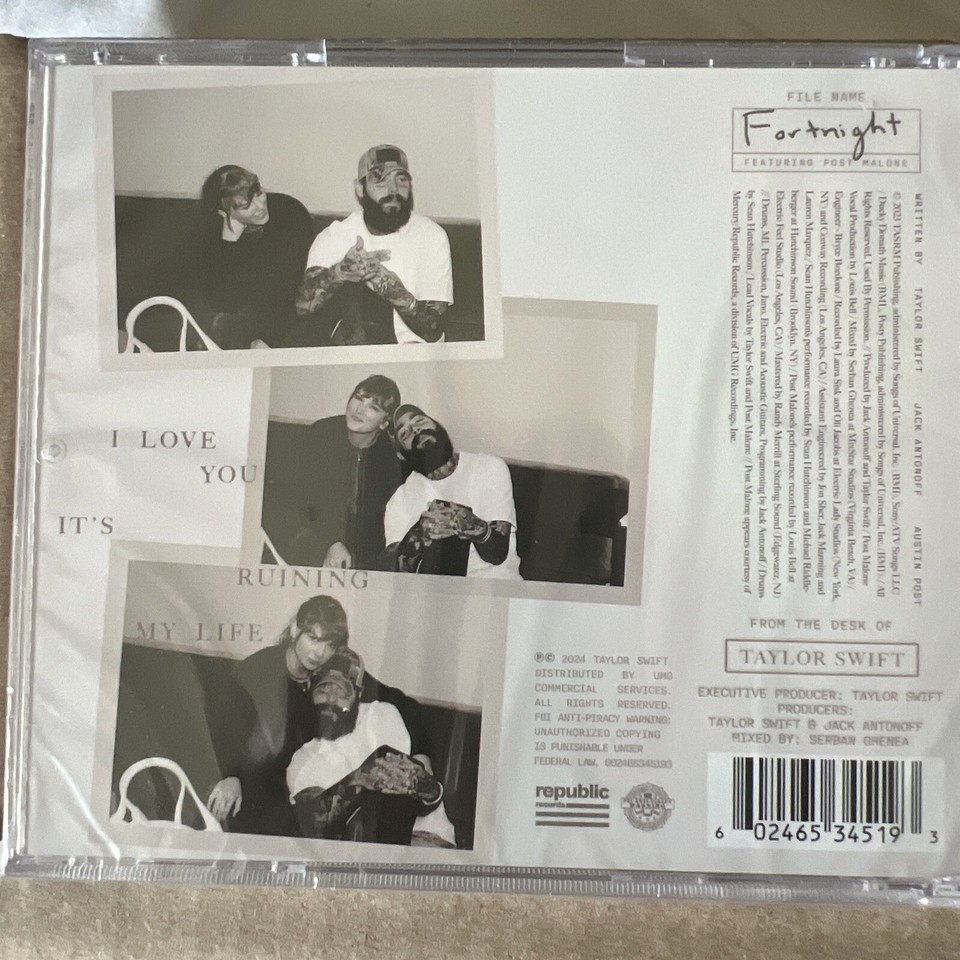 Taylor Swift - Fortnight (feat Post Malone) CD Single - Brand New ...