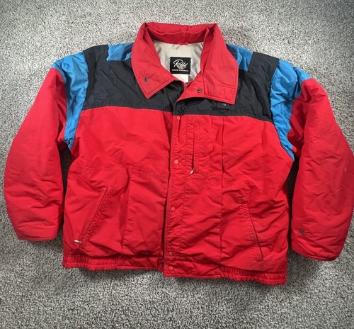 Vintage 70’s Color Block Ski Jacket Red Blue Black Nylon Streetwear Sz ...