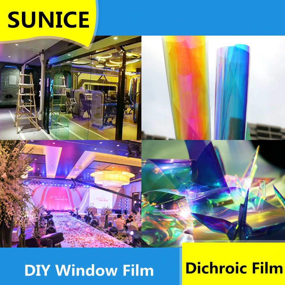 Dichroic Rainbow Window Film Transparent Two-way Sticker for Festival ...