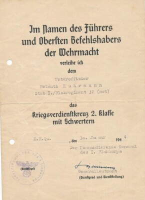Richard Reimann- Signed German 1944 Document (General Luftwaffe) | eBay