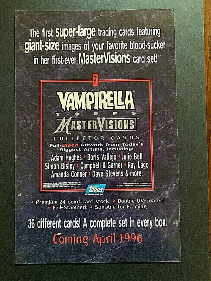 1996 VAMPIRELLA TOPPS MASTER VISIONS LARGE PROMO CARD 10.25" H X 6.5" W ...