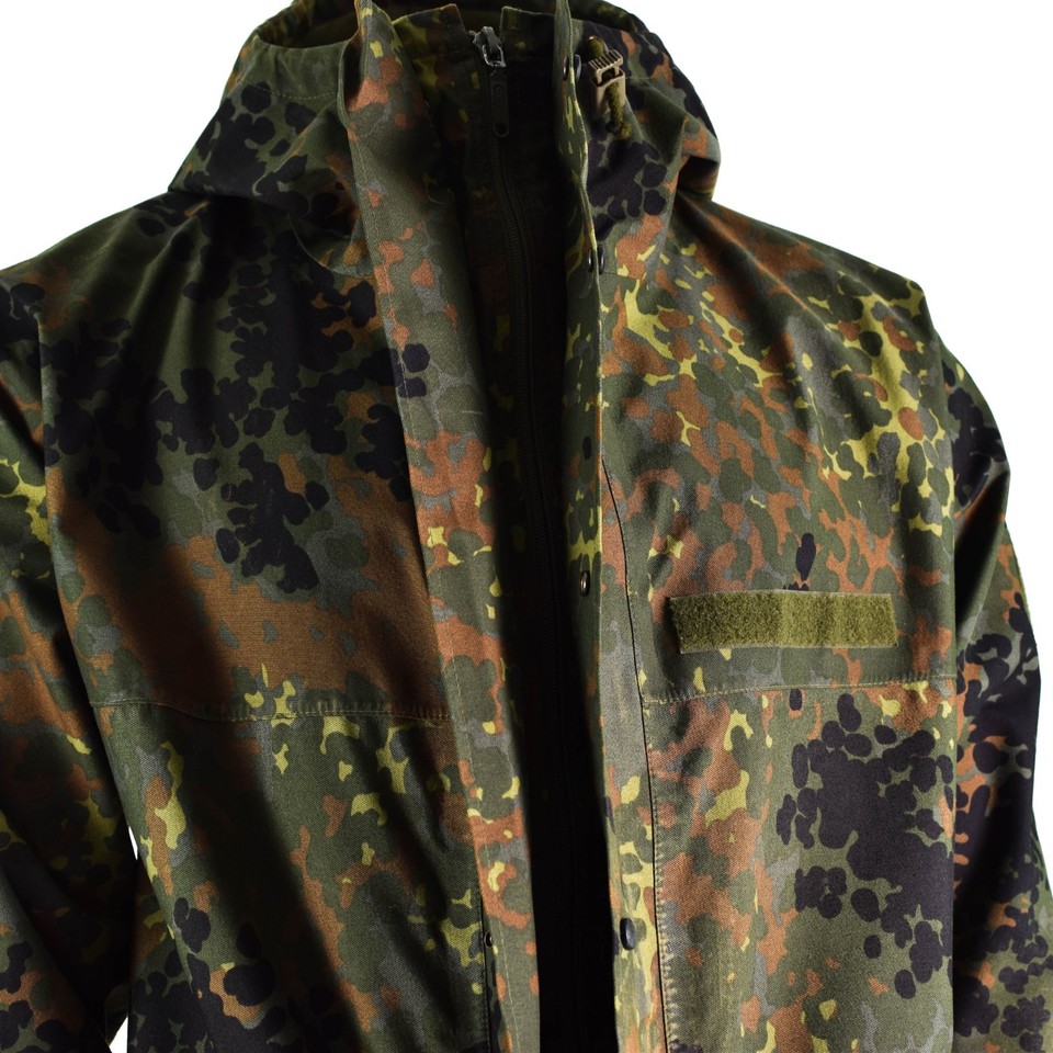 Original German army field Jacket GoreTex Flecktarn waterproof rain ...
