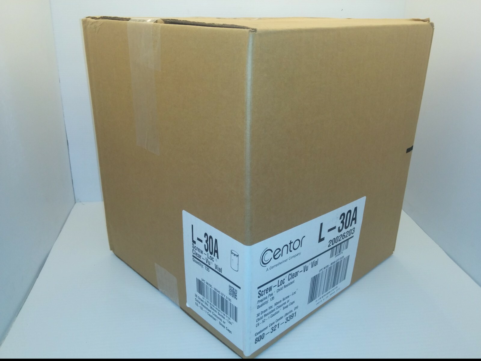 CENTOR L-30A CLEAR-VU SCREW-LOC 30 DRAM VIALS, 50mm SCREW-LOC, CASE QTY ...