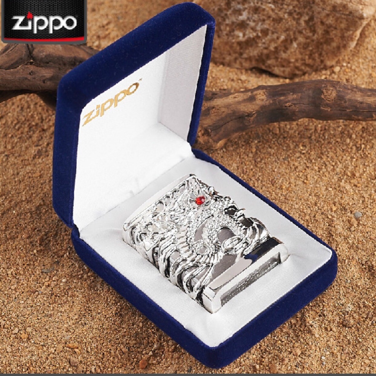 Silver Jacket Japanese Dragon Red Ruby Zippo Lighter - US Shipping | eBay