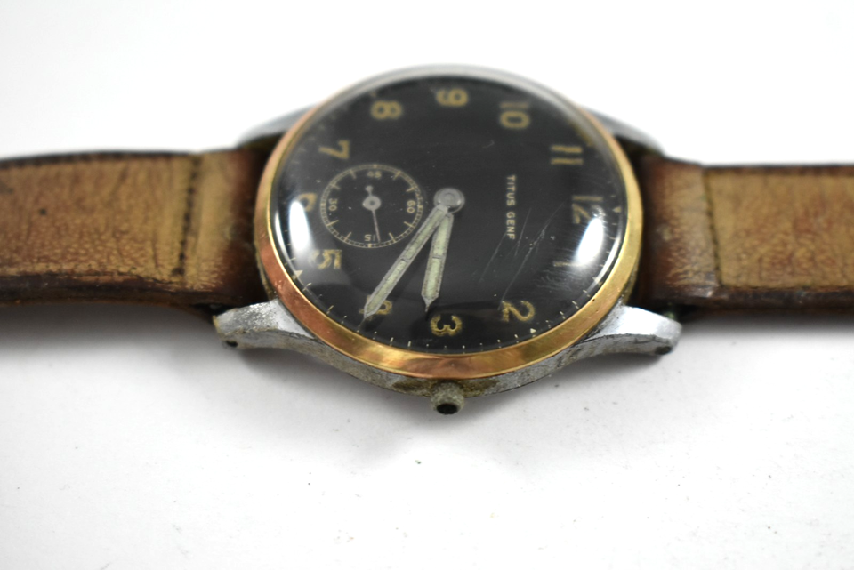 Vintage Titus Genf 32.95mm Case Manual Wind Military Style Wrist Watch ...