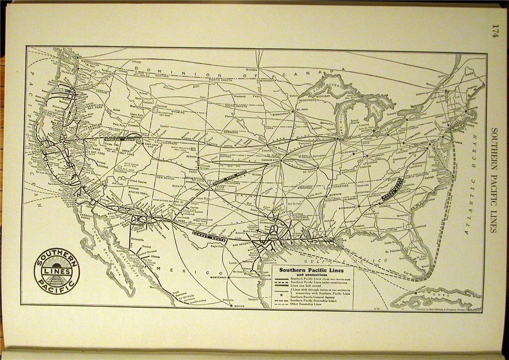 DATED 1929 SOUTHERN PACIFIC SP RR RAILROAD SYSTEM MAP | eBay