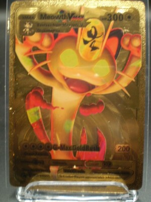 Pokemon Meowth VMAX HP300 Gold Foil Fan Art Card SWSH005 #3 | eBay