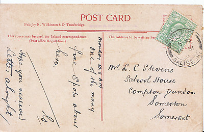 Genealogy Postcard - Family History - Stevens - Somerton - Somerset ...
