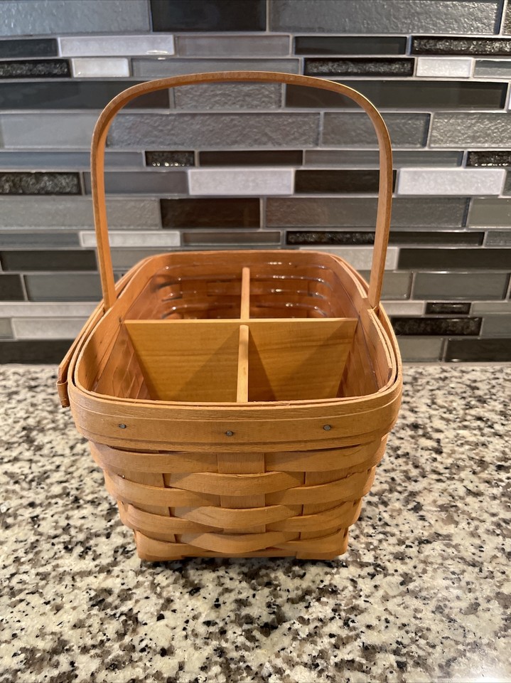 LONGABERGER SPRING BASKET 1997 w/Wood Craft 4 Way Divider & Protector ...