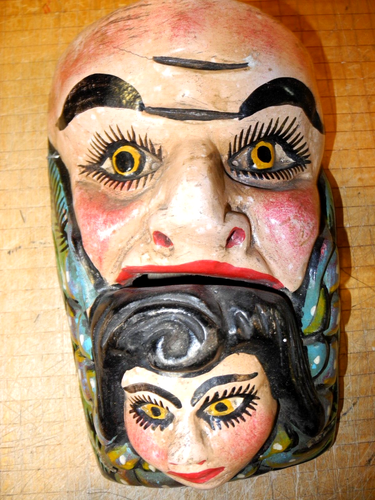 VTG.Mexican Double Face Mask,MAN/WOMAN, Vintage Carved Wood Dance ...